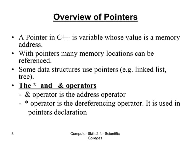 Programming fundamentals 2:pointers in c++ clearly explained | PPT