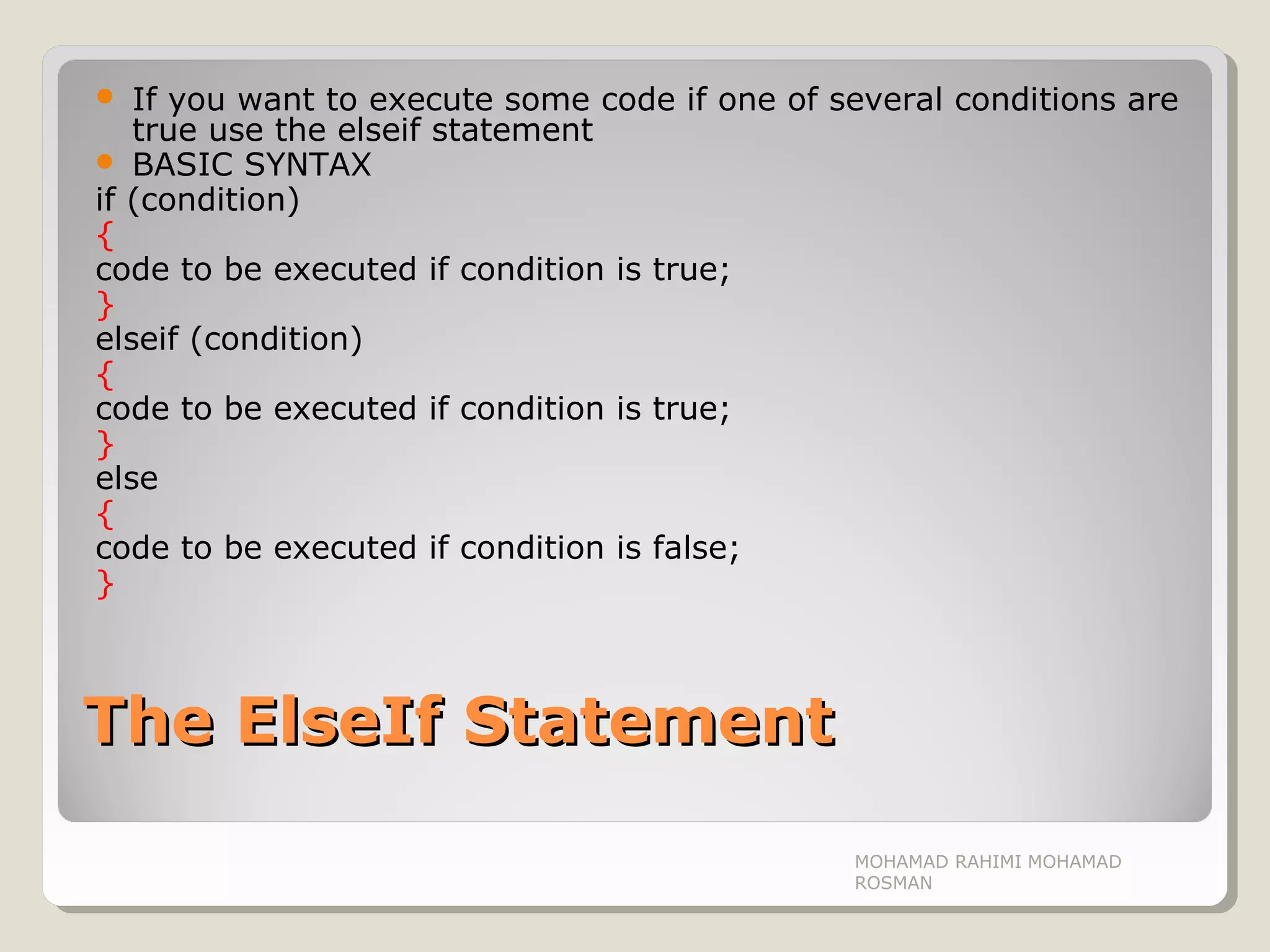 Chapter 03 conditional statements | PPT