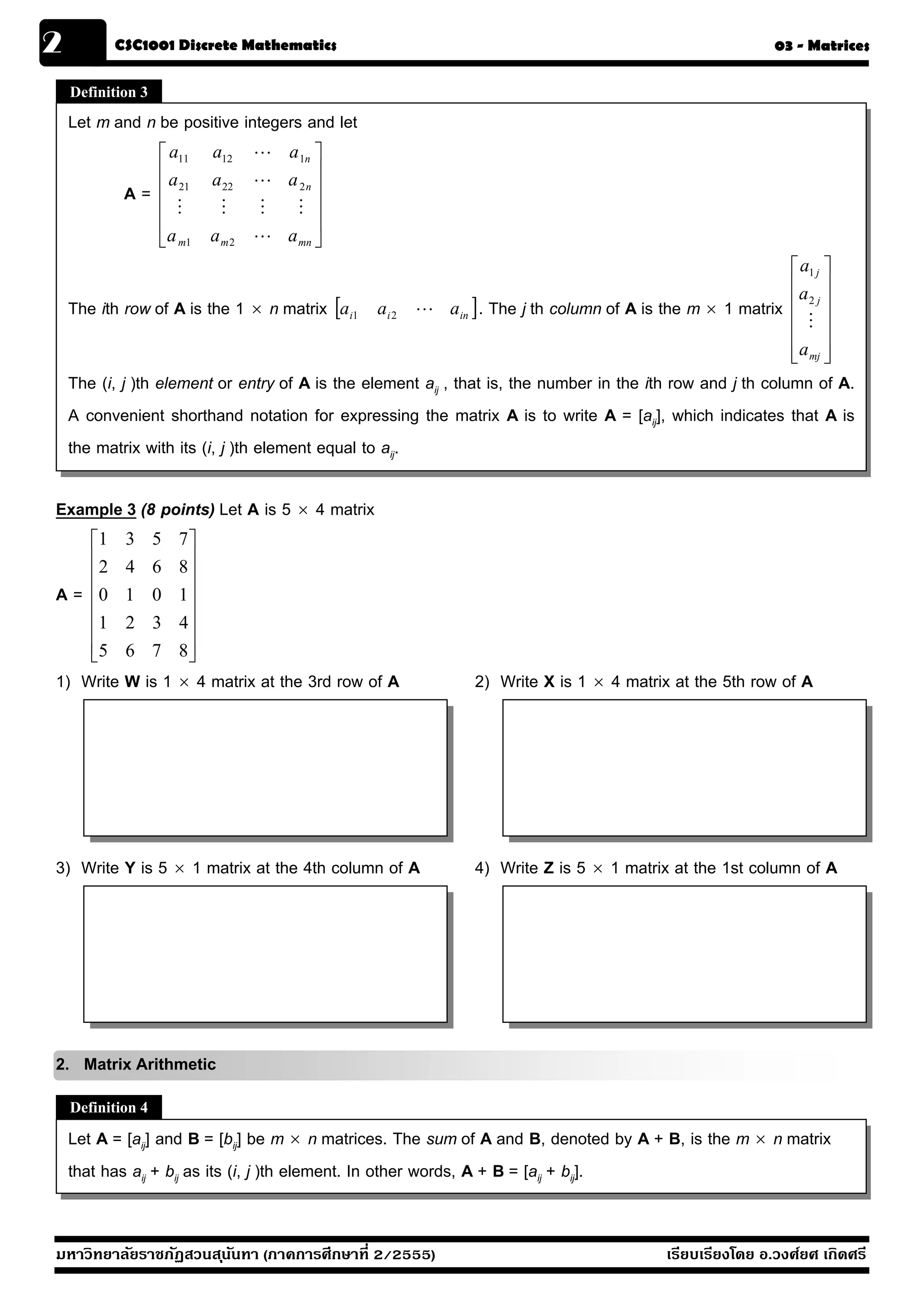 Discrete-Chapter 03 Matrices | PDF