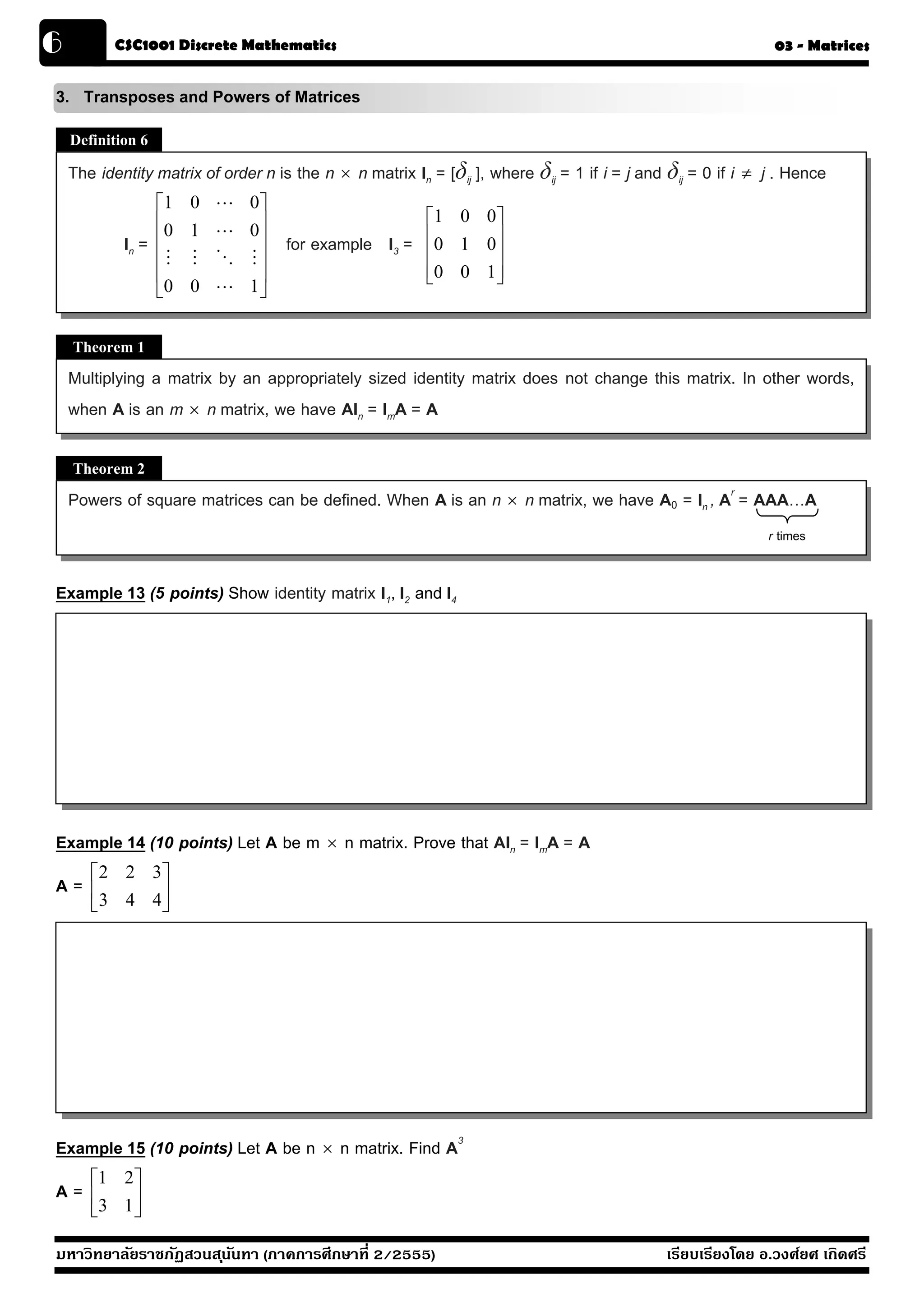 Discrete-Chapter 03 Matrices | PDF