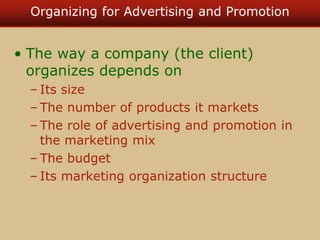 Organizing for Advertising and Promotion | PPT