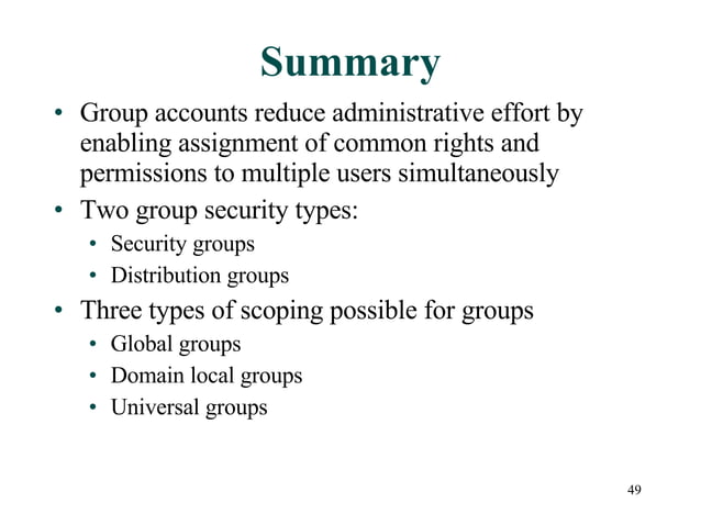 Chapter04 Implementing And Managing Group And Computer Accounts | PPT