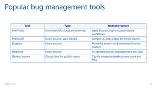 Comprehensive Guide to Software Errors and Bug Management Systems | PDF