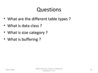 Chapter 04 abap dictionary tables in relational databases1 | PPT | Databases | Computer Software ...