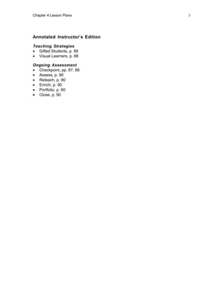 Chapter 04 lesson plans | DOC