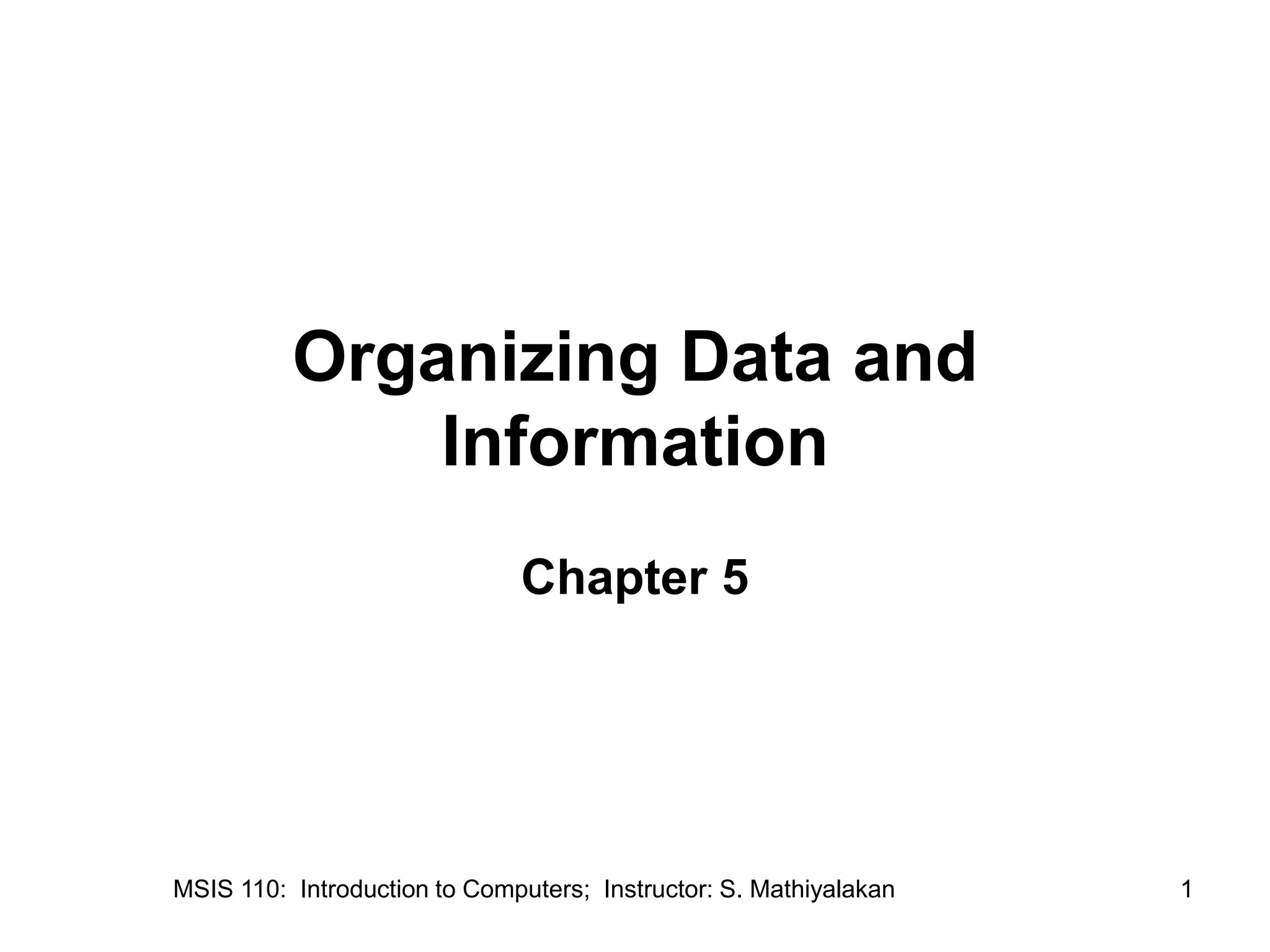 Chapter 5 - Organizing Data and Information | PPT
