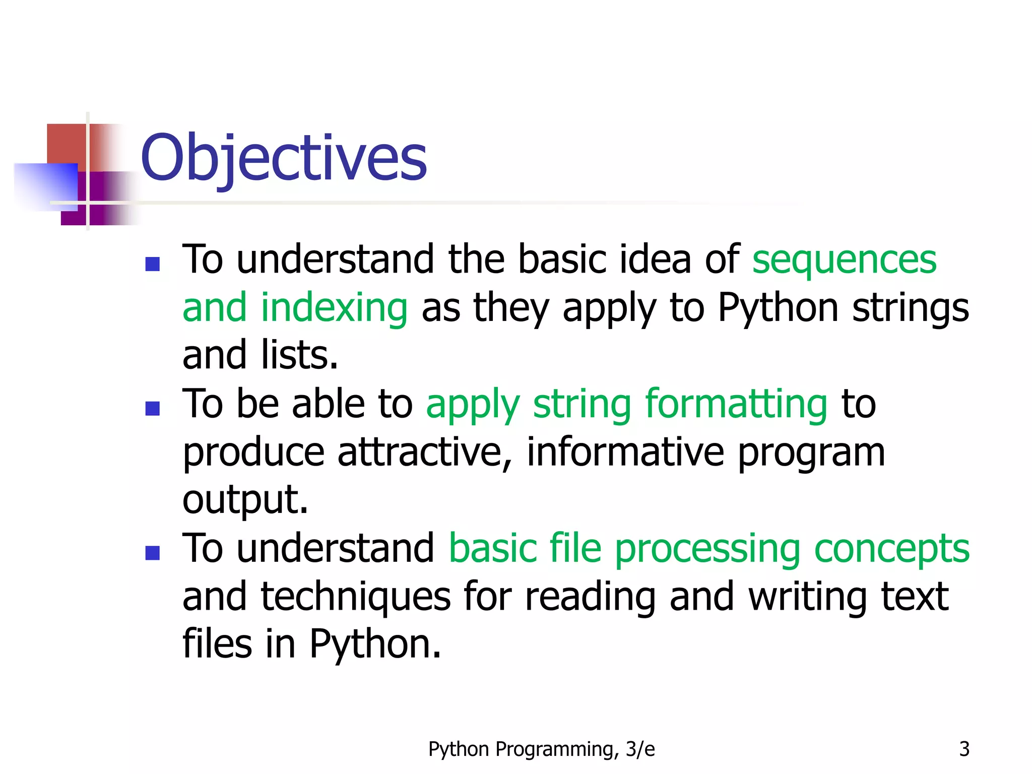 Sequences: Strings, Lists, and Files | PPT
