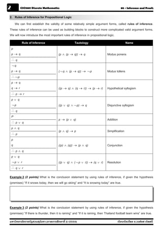 Discrete-Chapter 05 Inference and Proofs | PDF