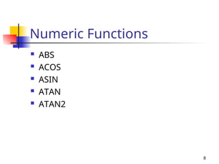 Chapter 05 (Built-in SQL Functions) functions | PPT