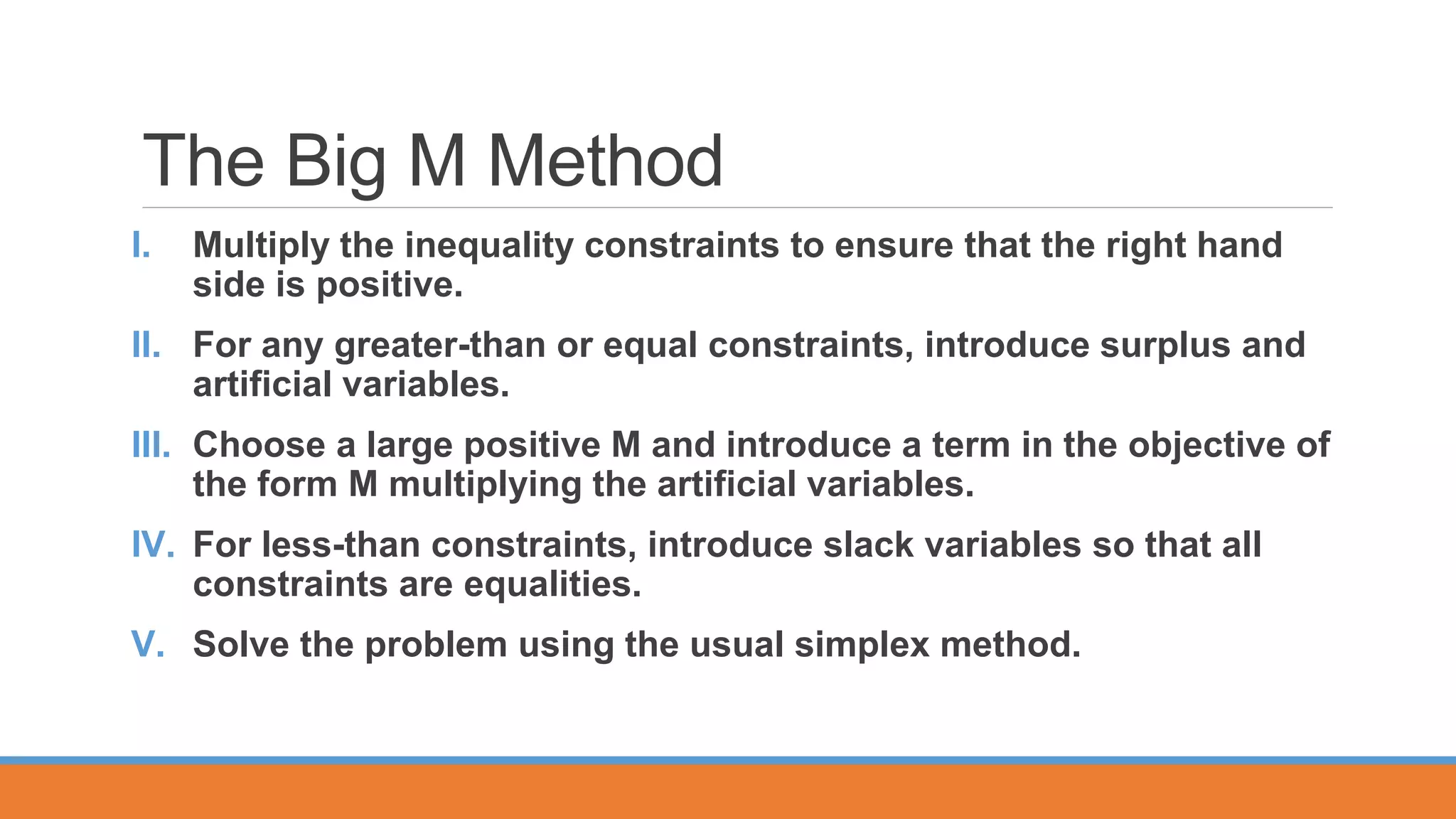 The Big M Method - Operation Research | PPTX