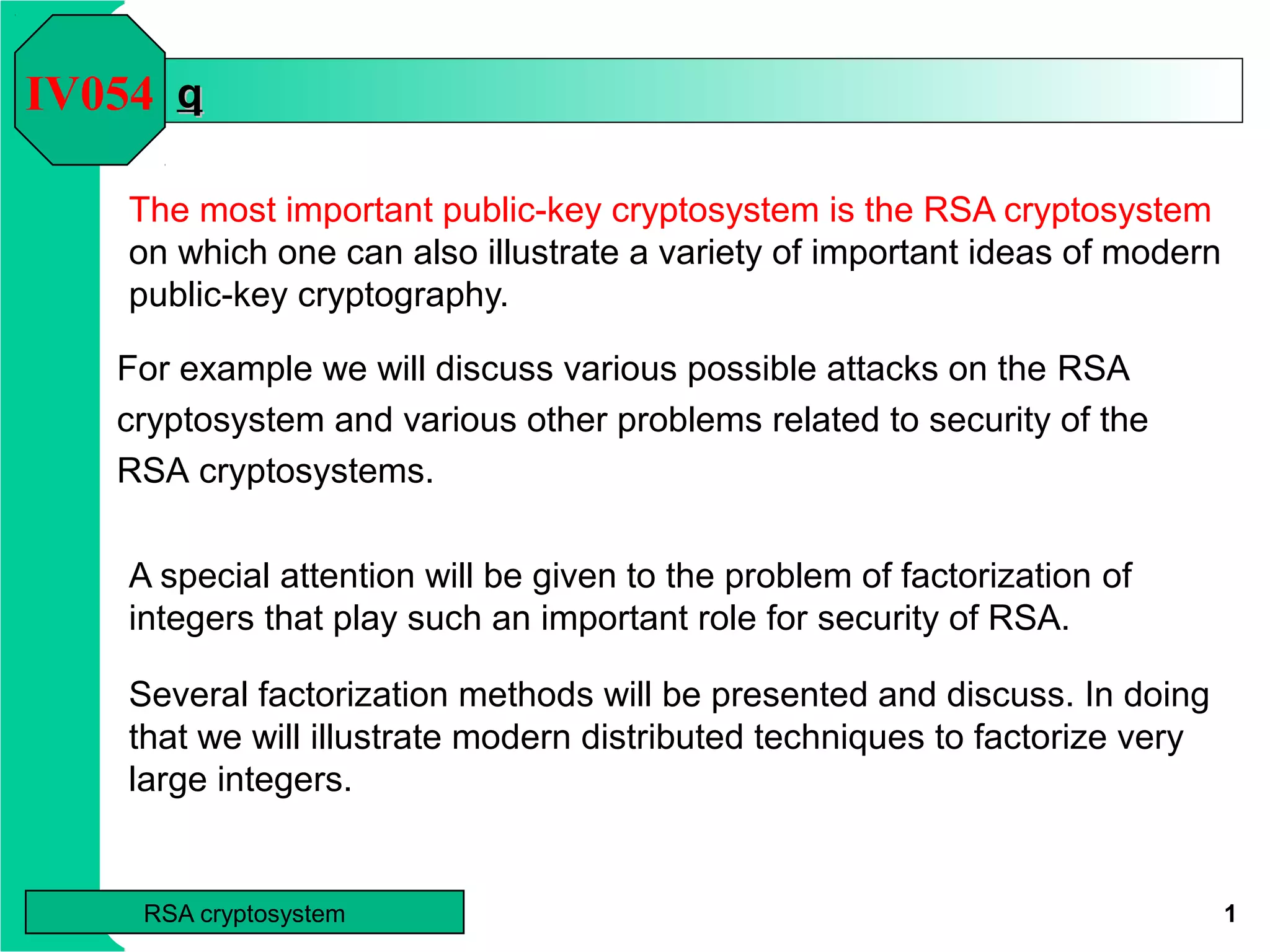 Chapter 06 rsa cryptosystem | PPT