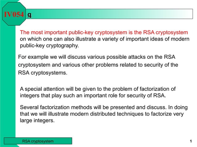 Chapter 06 rsa cryptosystem | PPT