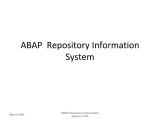 Chapter 06 abap repository information system1 | PPT | Search | Internet