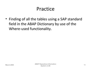 Chapter 06 abap repository information system1 | PPT | Search | Internet