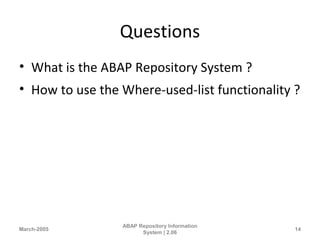 Chapter 06 abap repository information system1 | PPT | Search | Internet