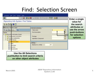 Chapter 06 abap repository information system1 | PPT | Search | Internet