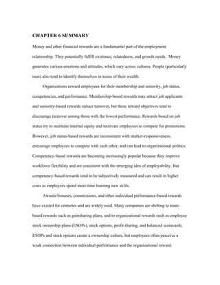 Chapter 06 Summary | DOC | Human Resources | Business