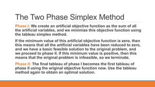 the two phase method - operations research | PPTX