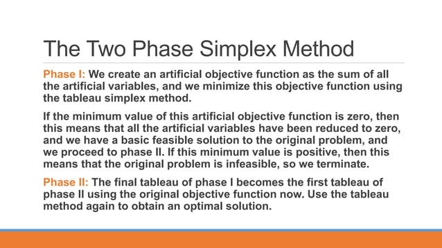 the two phase method - operations research | PPTX