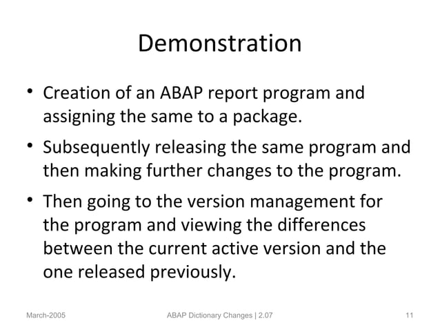 Chapter 07 abap dictionary changes1 | PPT