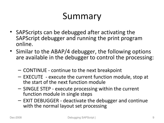 Chapter 07 debugging sap scripts | PPT