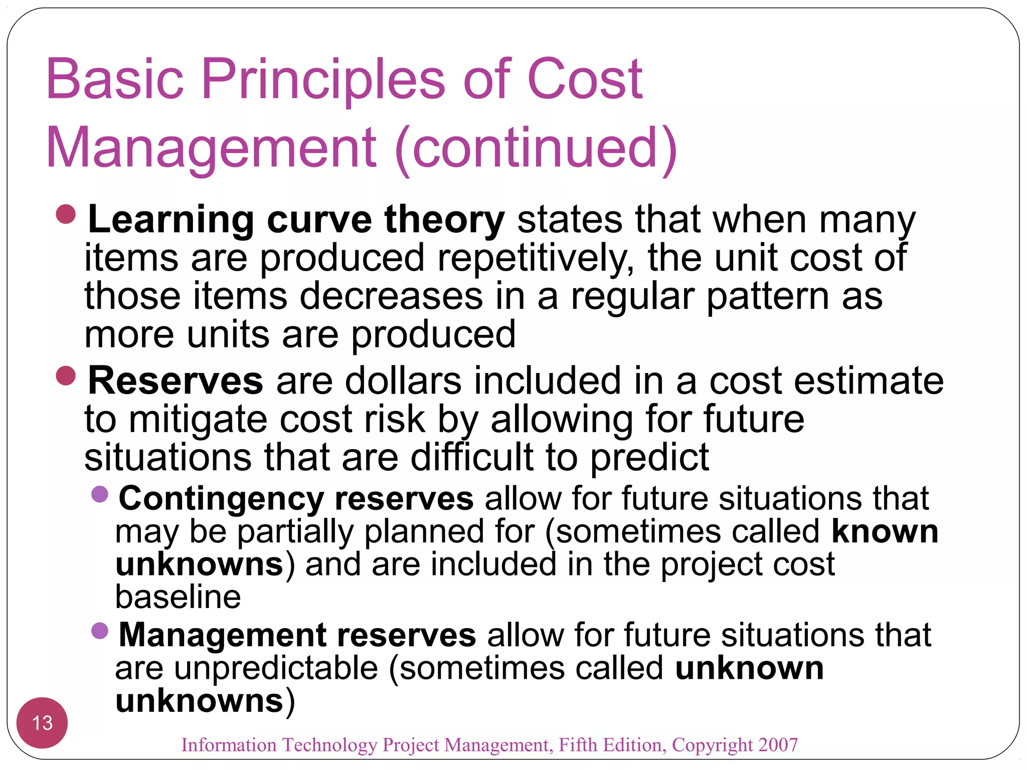 Chapter 07 project cost management | PPT