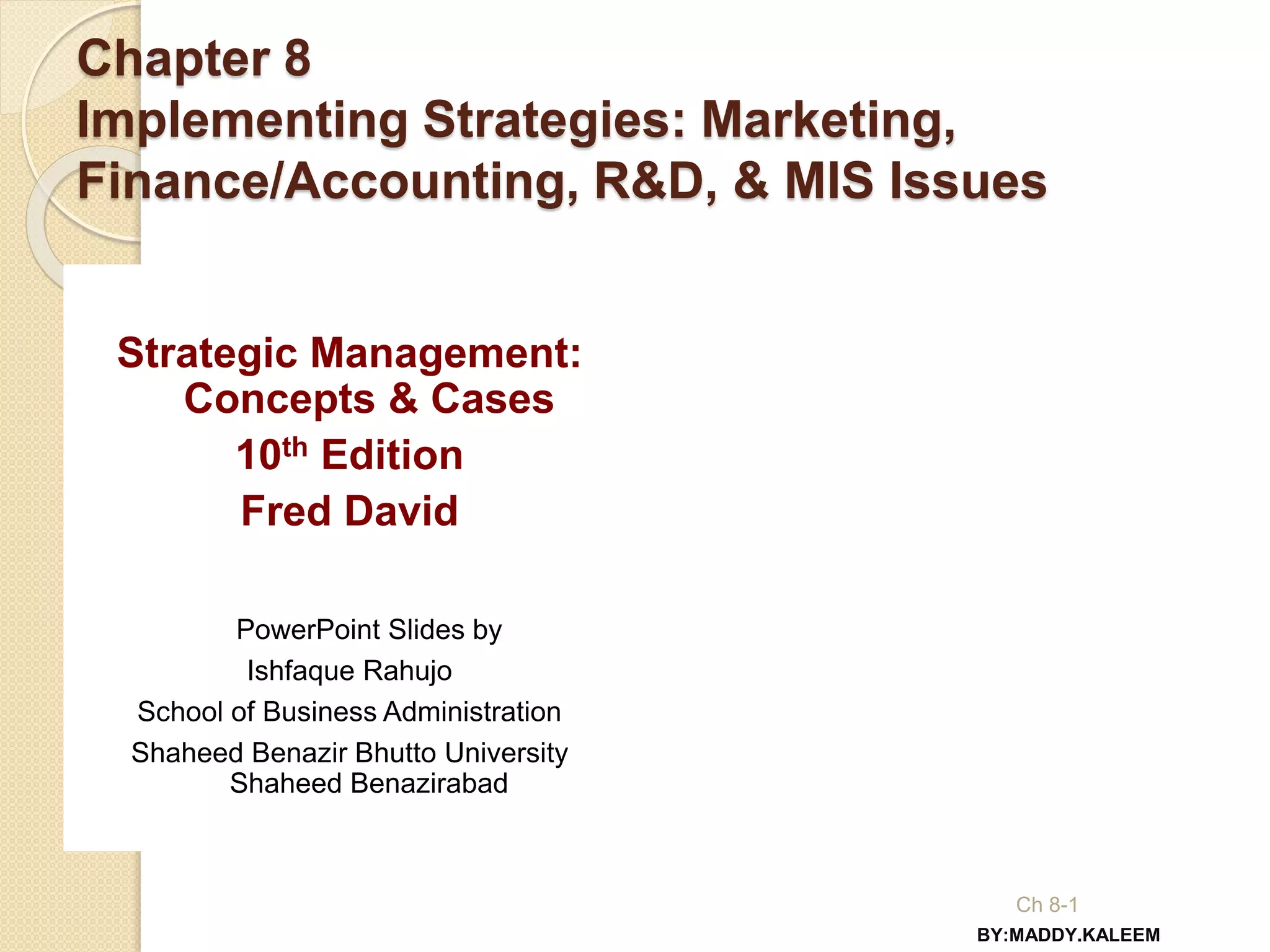 Strategic Management: Concepts & Cases Chapter 08 | PPTX
