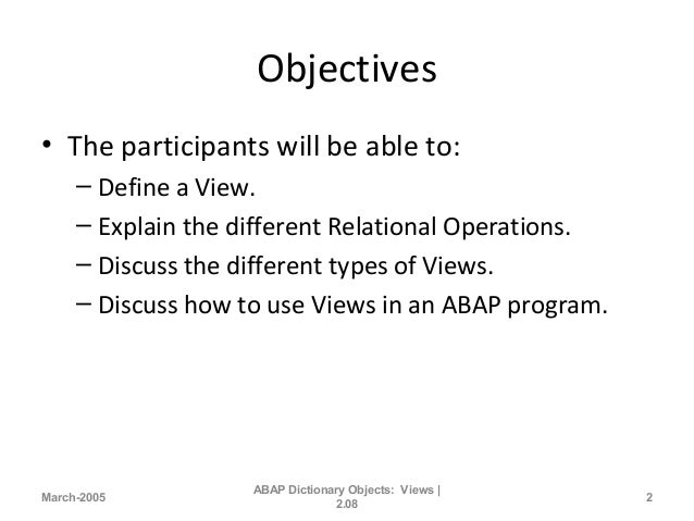 Chapter 08 abap dictionary objects views1