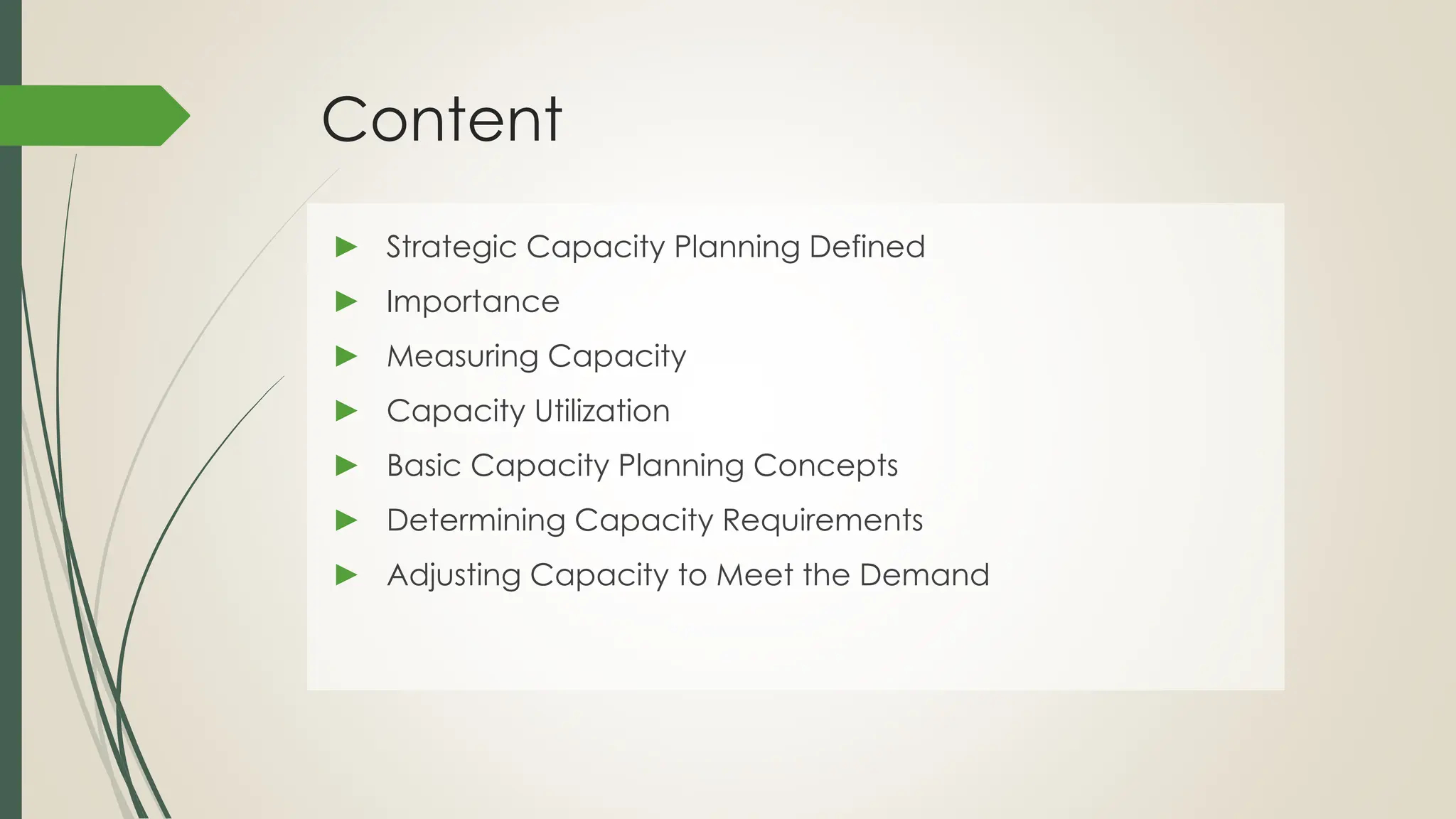 Supply chain management - Capacity planning | PPT