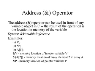 Pointers definition syntax structure use | PPT