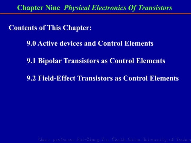 Chapter 09.ppt Physical elements of Transistors | PPT