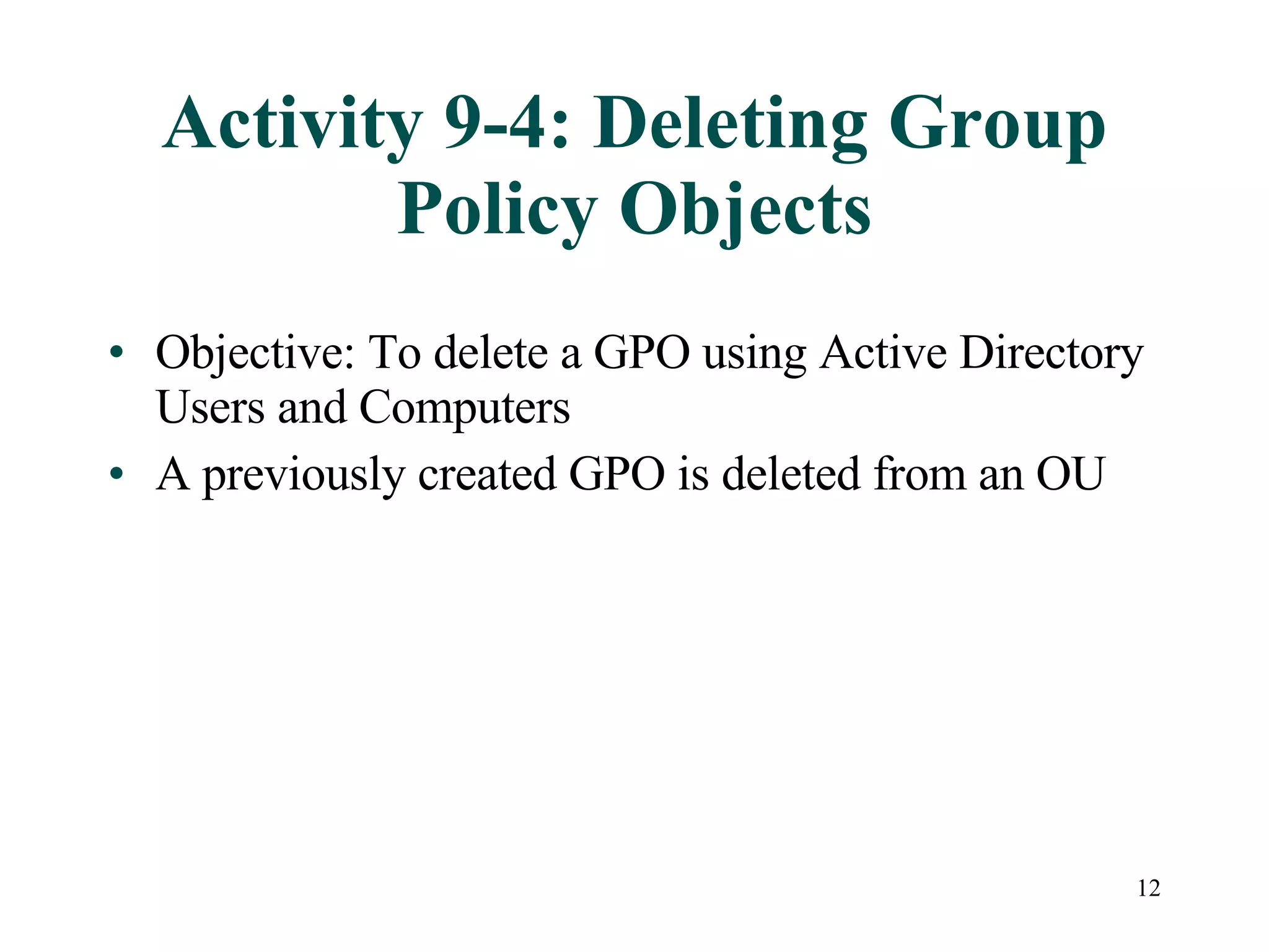 Chapter09 Implementing And Using Group Policy | PPT