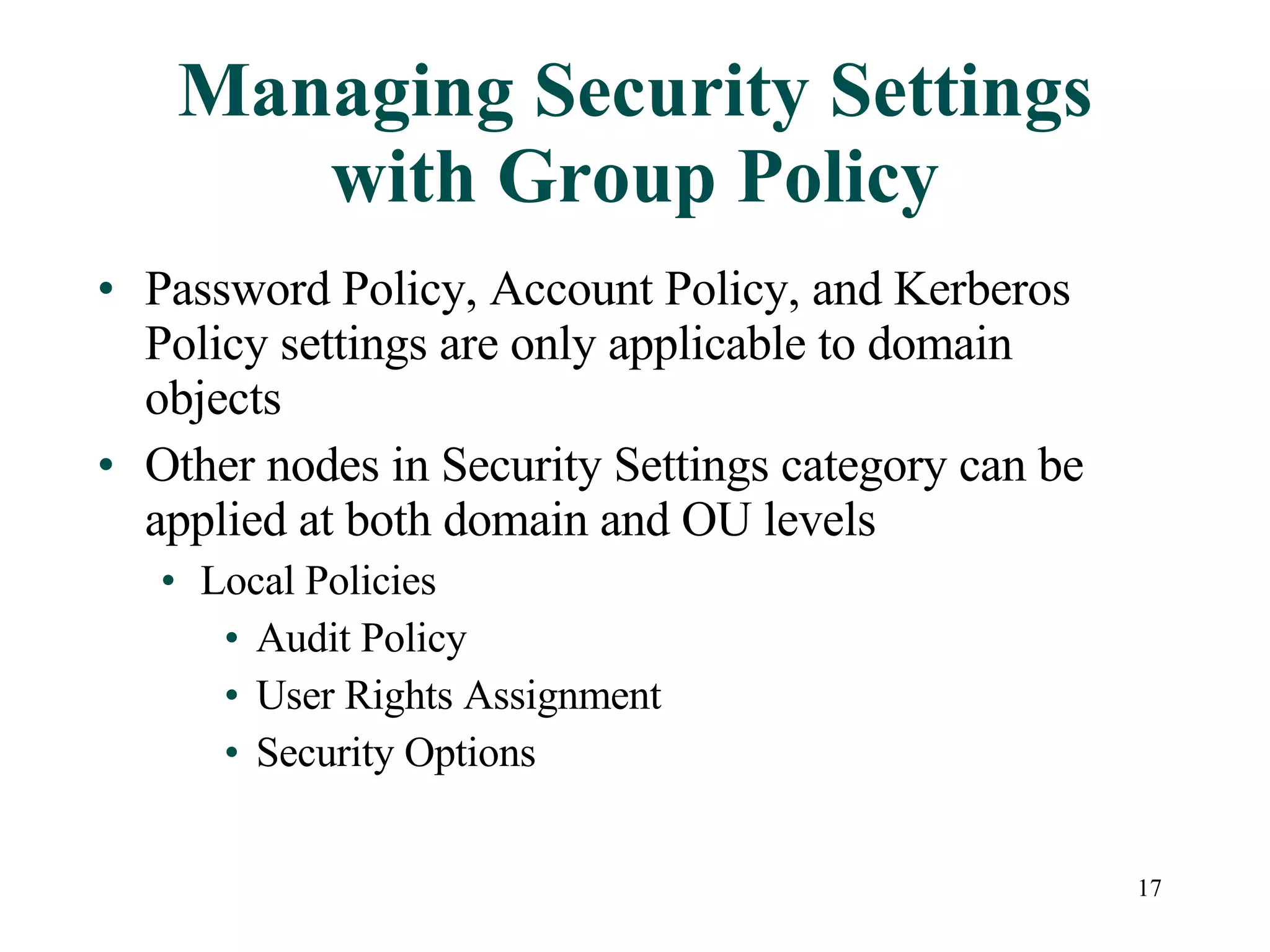 Chapter09 Implementing And Using Group Policy | PPT