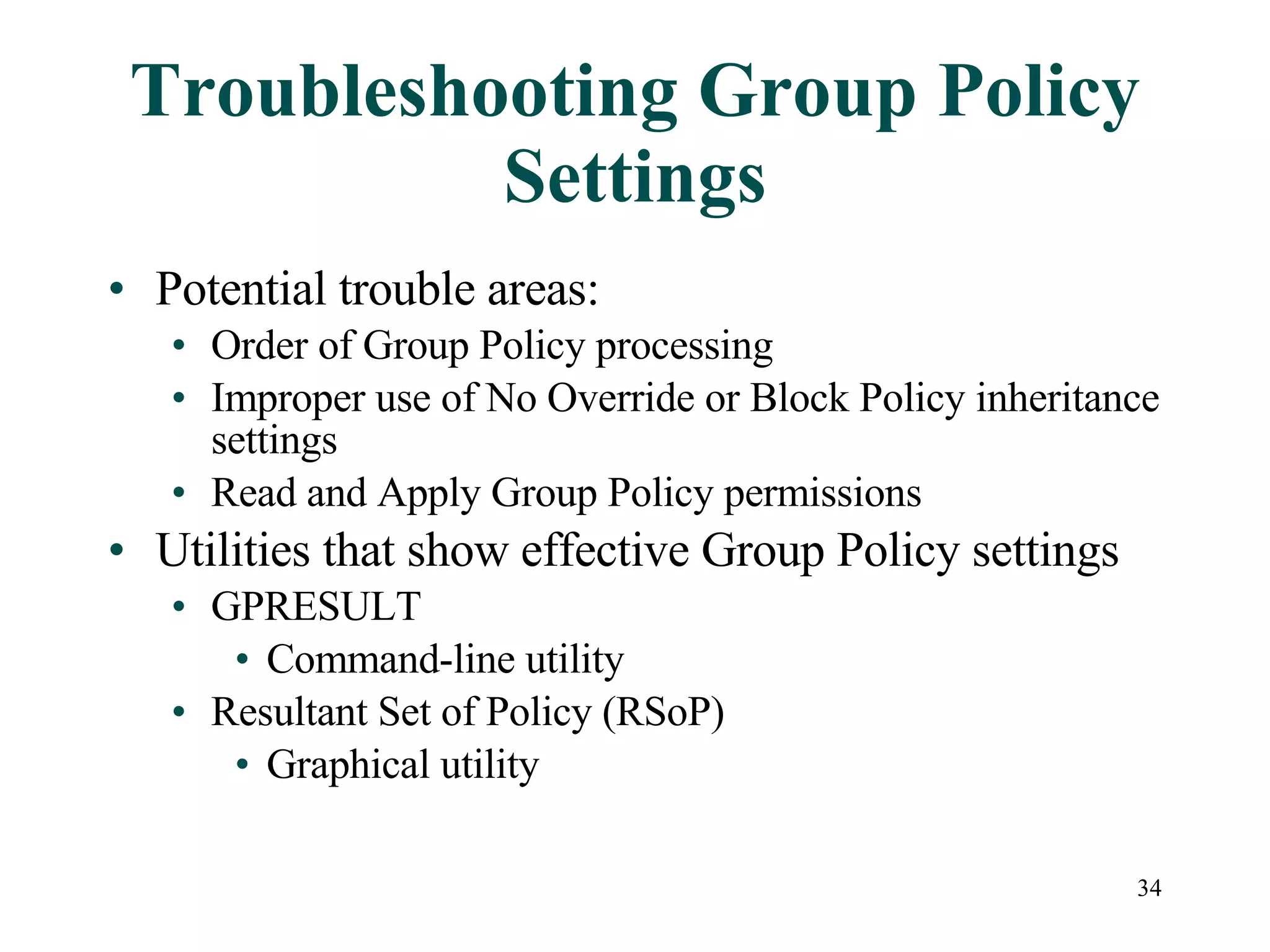 Chapter09 Implementing And Using Group Policy | PPT