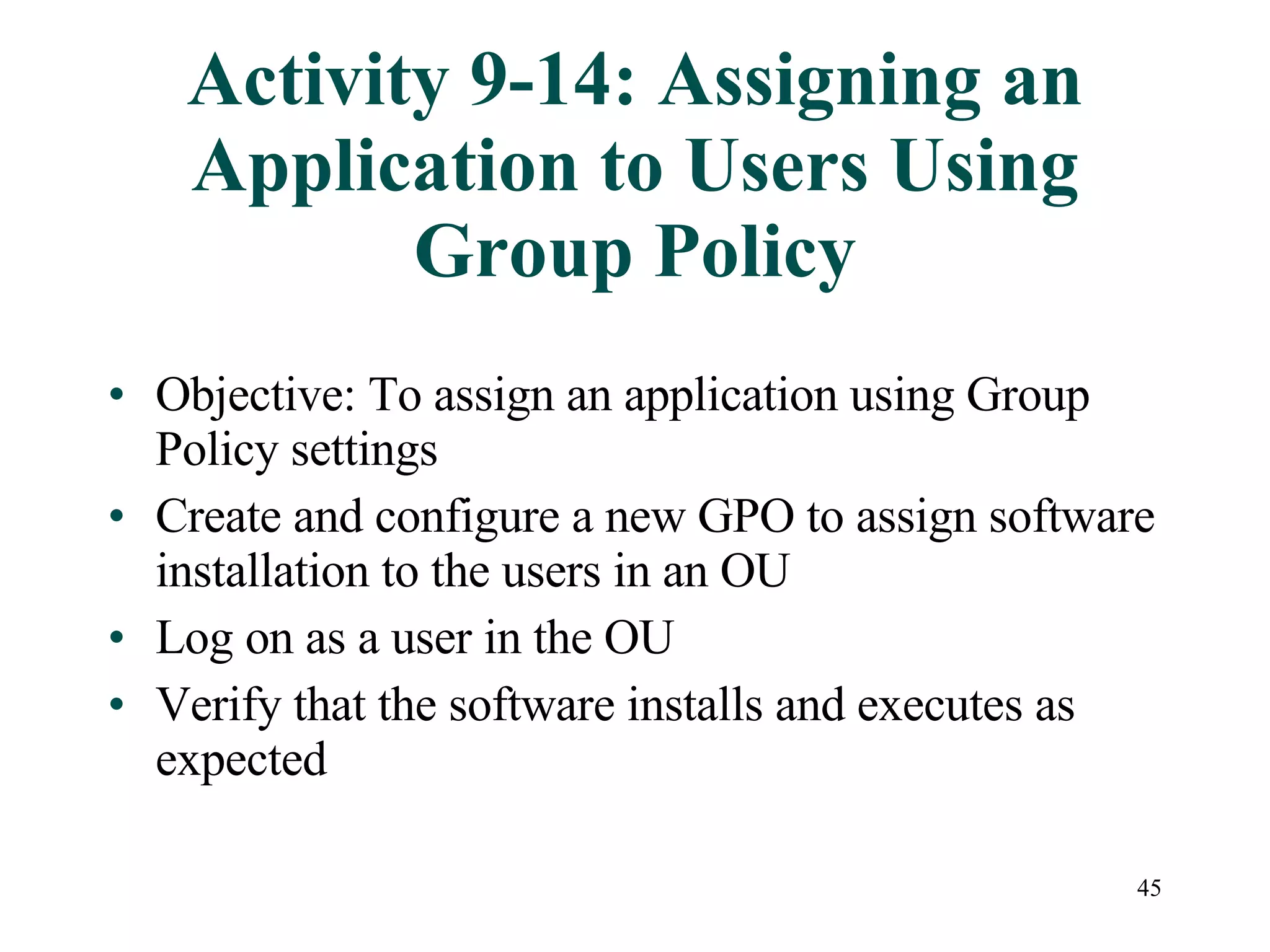 Chapter09 Implementing And Using Group Policy | PPT