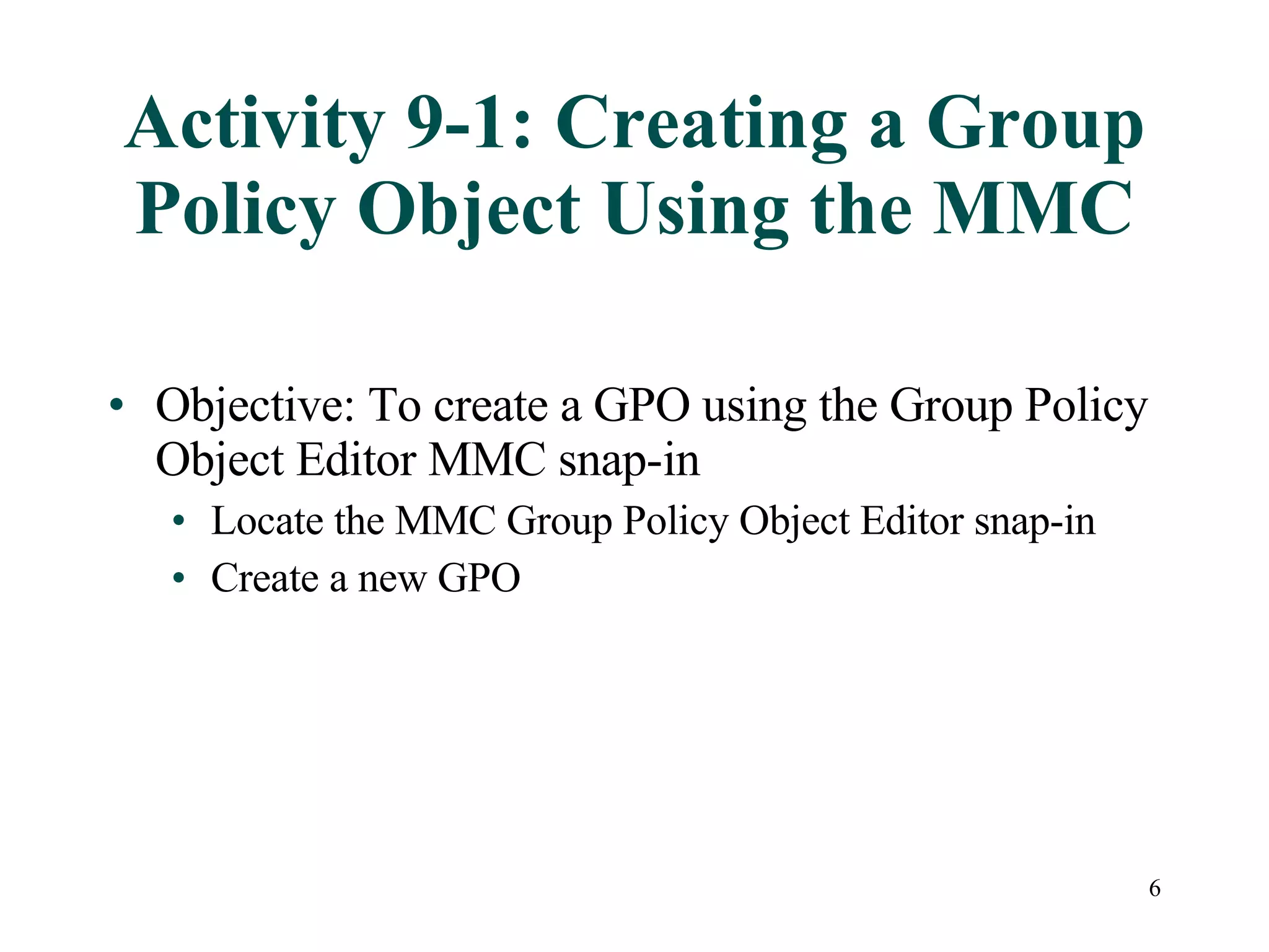Chapter09 Implementing And Using Group Policy | PPT