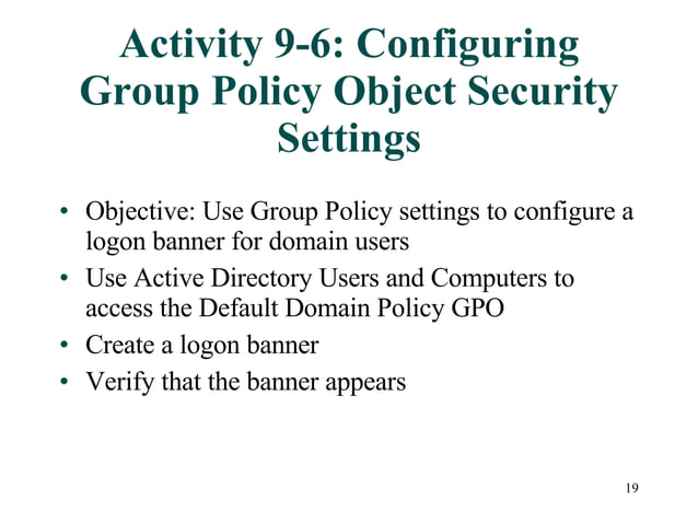 Chapter09 Implementing And Using Group Policy | PPT