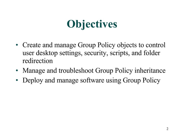 Chapter09 Implementing And Using Group Policy | PPT