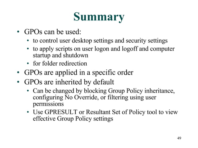 Chapter09 Implementing And Using Group Policy | PPT