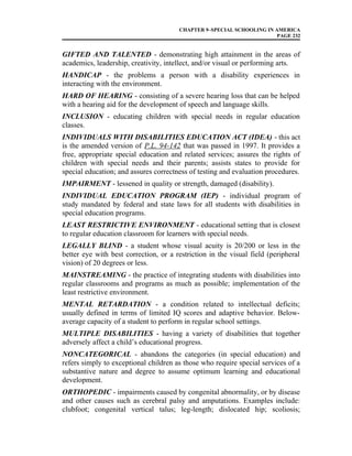 Ch. 9 Special Education in America - Dr. William Allan Kritsonis | DOC