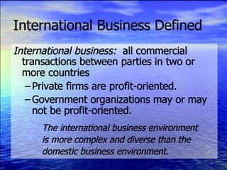 Chapter 1 (Introduction to International Business and its global ...