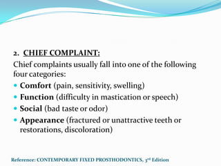 History and Examination for Fixed Partial Denture | PPTX