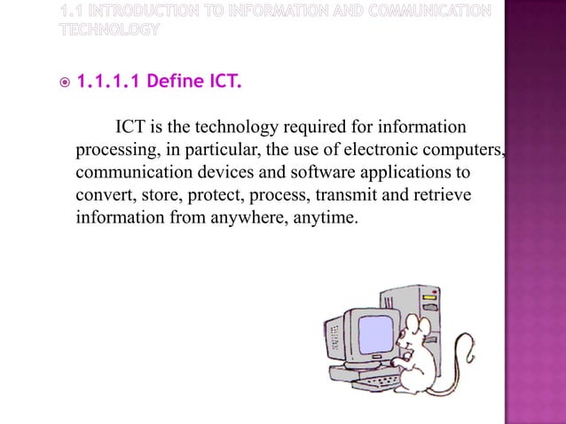 Chapter 1-introduction to ict | PPTX | Internet | Computing