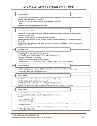 ADM 658: Chapter 1 - Corporate Finance | DOCX