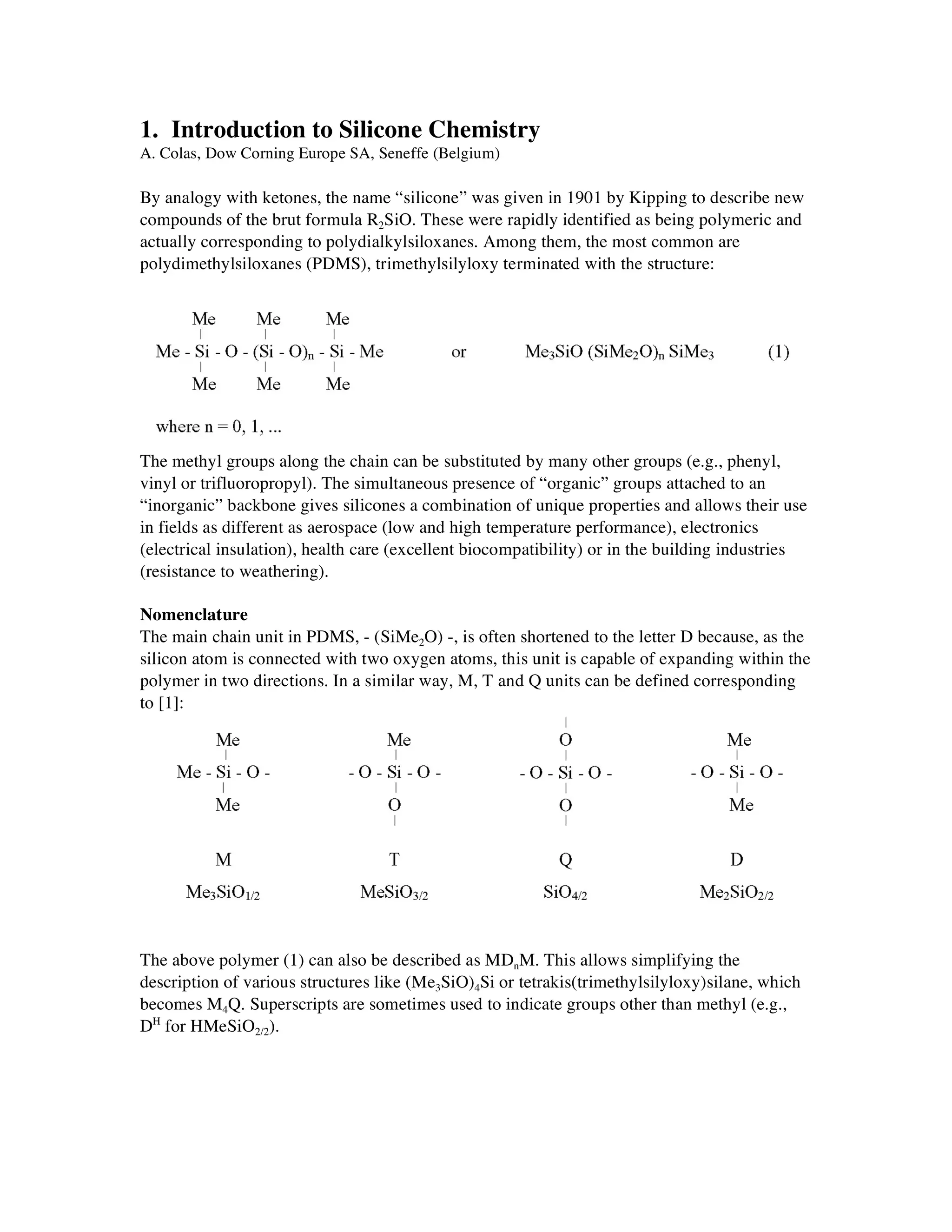 Introduction to Silicone Chemistry | PDF