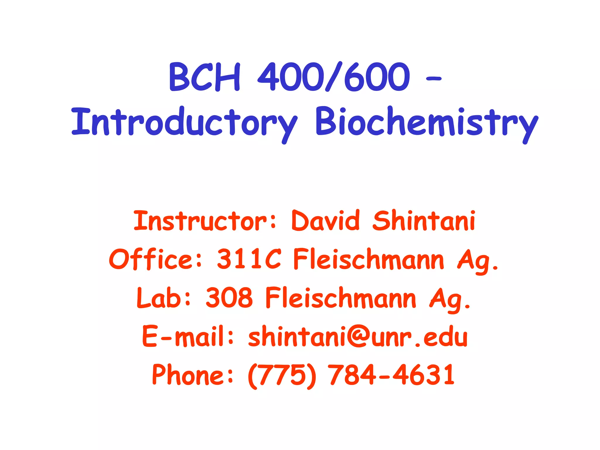 Chapter 1 - Introduction to Biochemistry (slideshare) | PPT