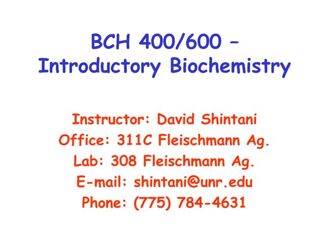 Chapter 1 - Introduction to Biochemistry (slideshare) | PPT ...