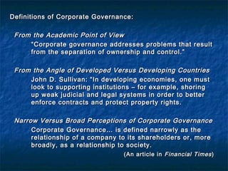 Chapter 1 corporate goverance | PPT