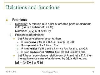 Chapter1 Formal Language and Automata Theory | PDF