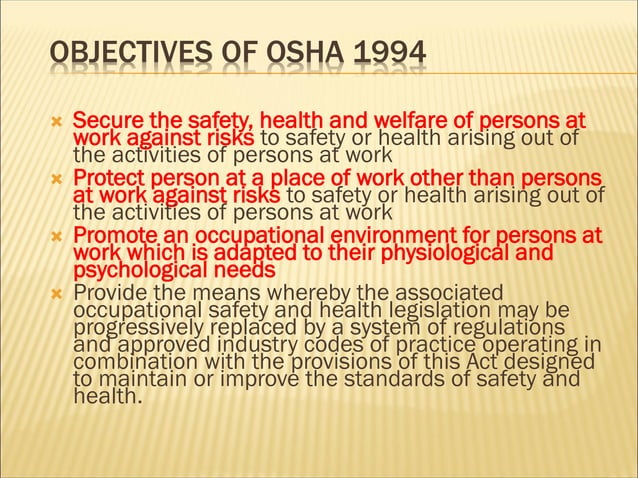 Chapter 1 occupational,safety and health